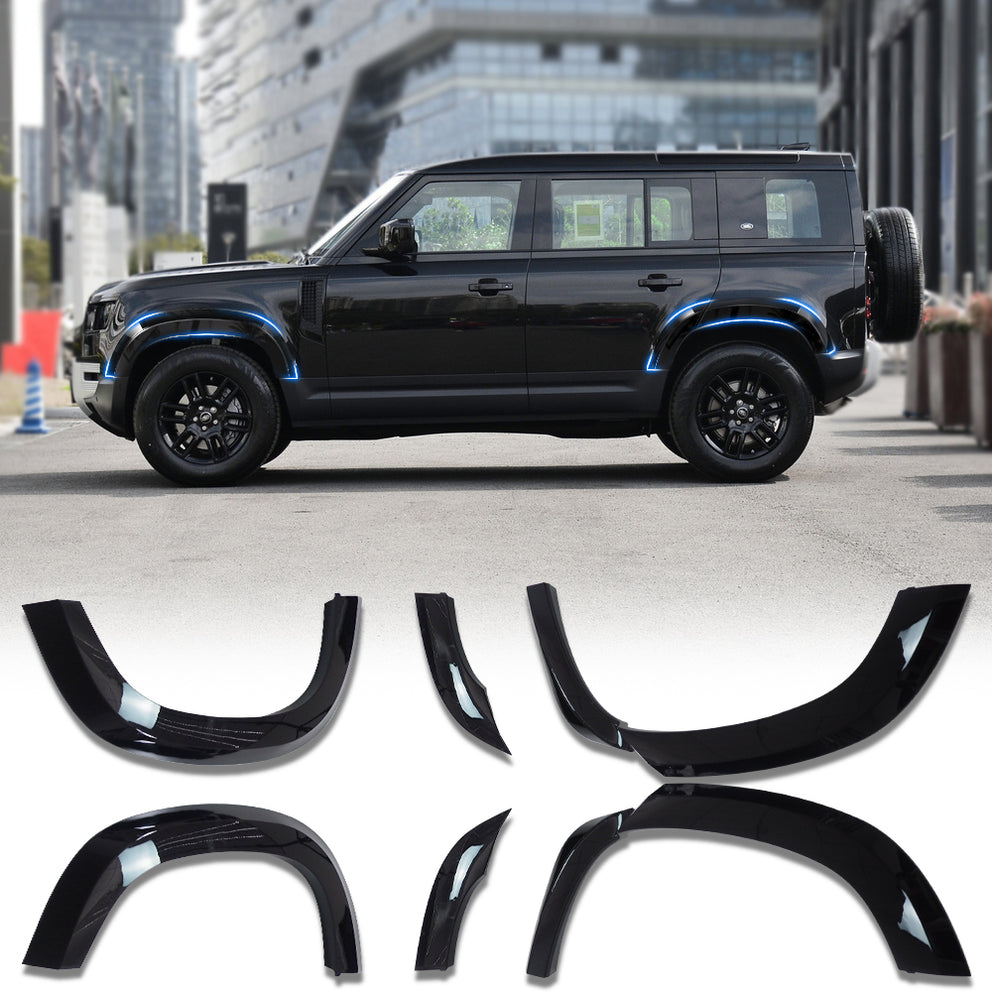 Gloss Black Extended Wheel Arches/ Fender Flares for Land Rover Defend ...